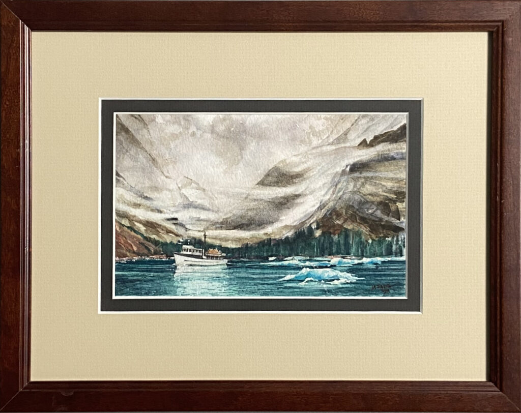 M. Smith – Original Watercolor Painting – Boat on Ocean – TRG Fine Art